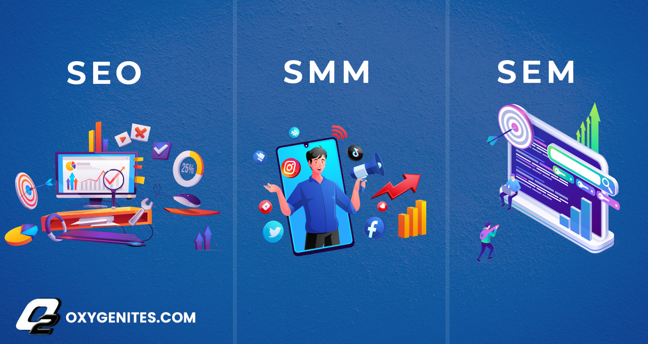 Difference Between SEO VS SEM VS SMM - OXYGEN